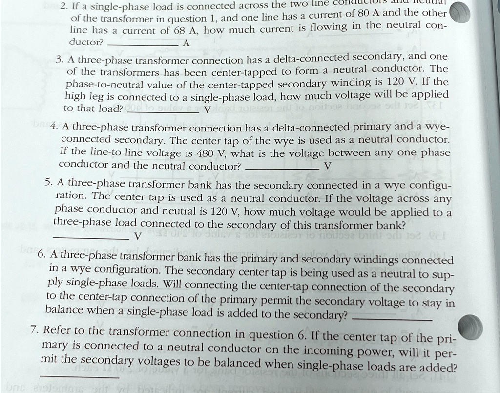 If a single-phase load is connected across the two lines of the ...