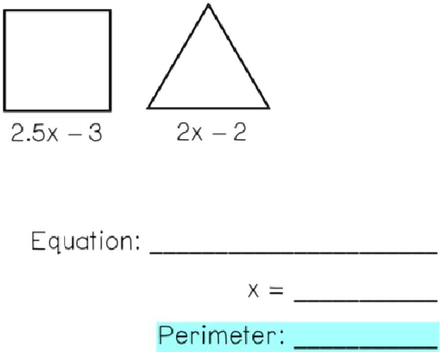 SOLVED: 'The perimeter of the square and the equilateral triangle shown are the same. Write an ...