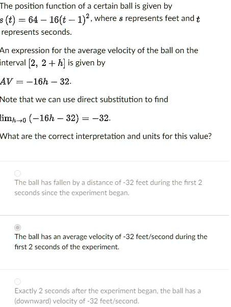 the position function of a certain ball is given by 8 t 64 16t 1 where ...