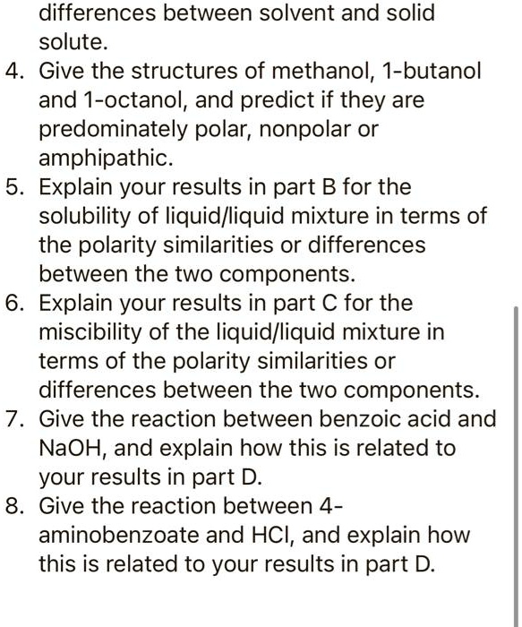 differences between solvent and solid solute. 4. Give the structures of ...