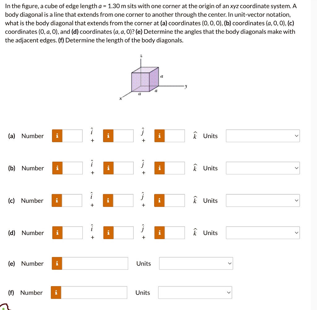 SOLVED: In the figure, a cube of edge length a = 1.30 m sits with one ...