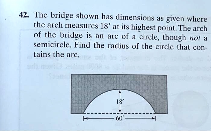 SOLVED: 42. The bridge shown has dimensions as given where the arch ...