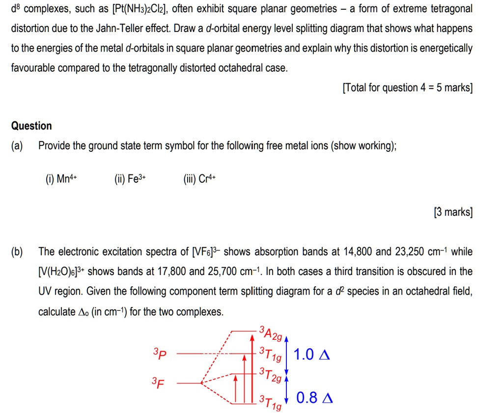 d8 complexes such as ptnhzclz often exhibit square planar geometries a ...