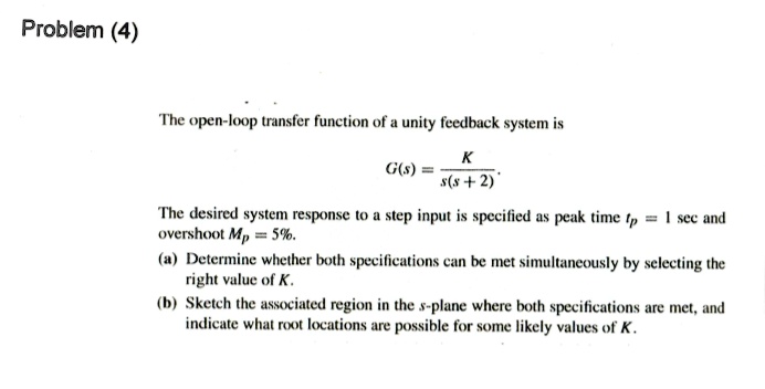 Solved Problem 4 The Open Loop Transfer Function Of A Unity Feedback System Is K Gs Ss2 1514