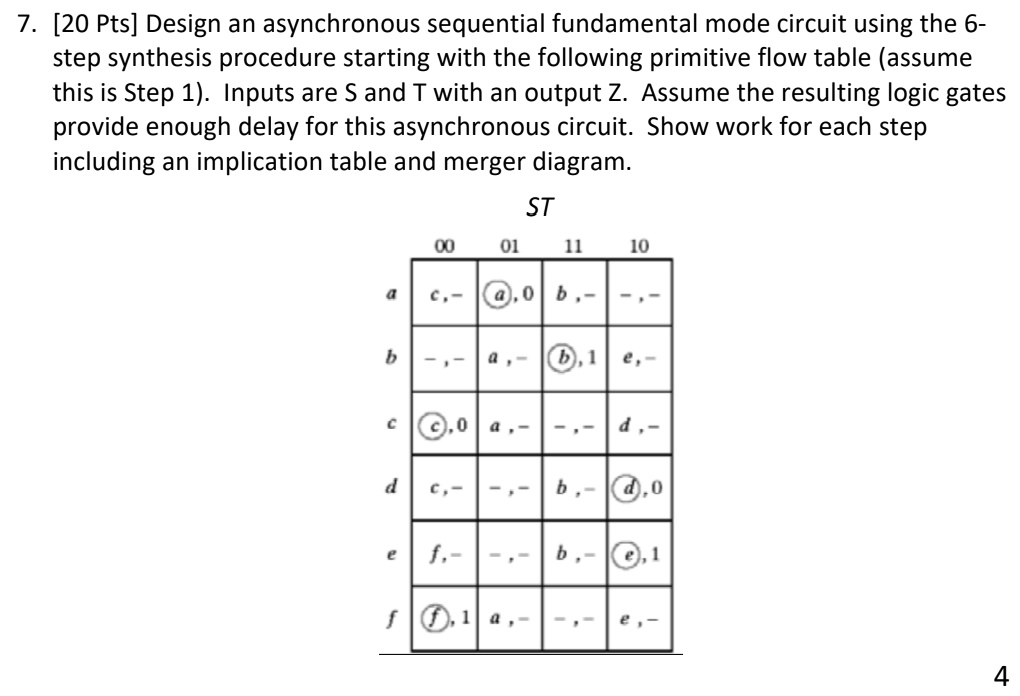 SOLVED: Perform all steps. 7 [20 Pts] Design an asynchronous sequential fundamental mode circuit ...