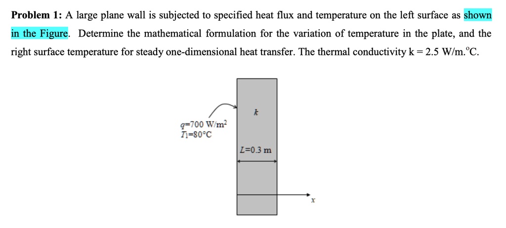 problem 1 a large plane wall is subjected to specified heat flux and ...