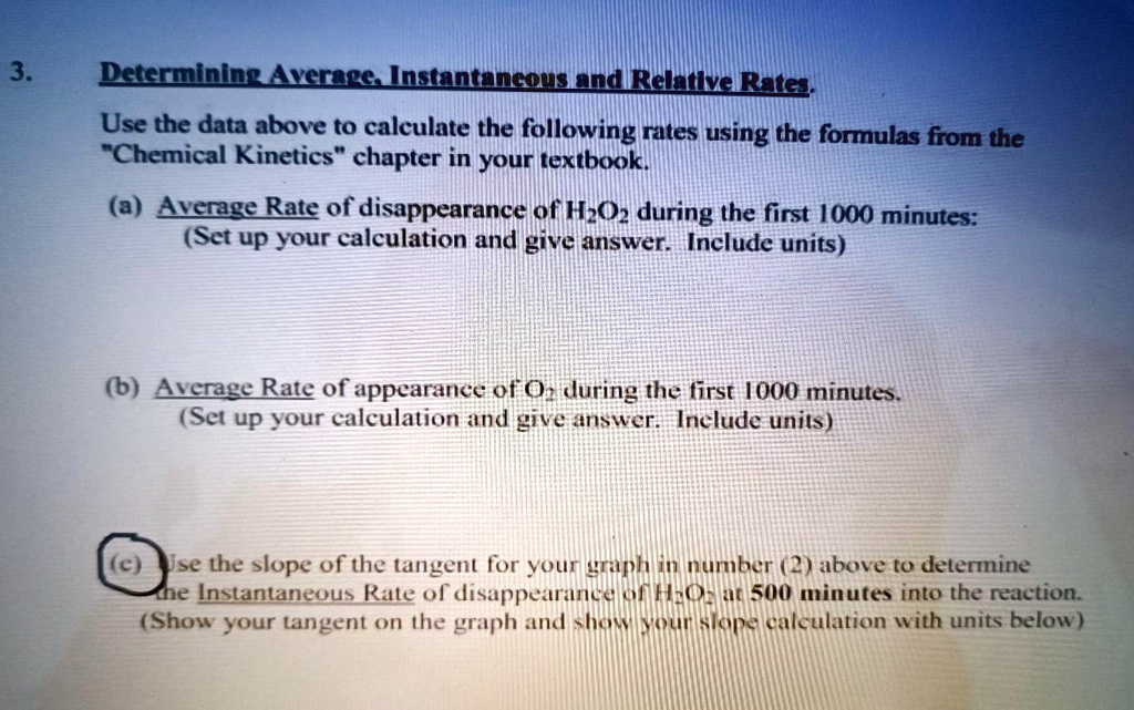 SOLVED: Determining Average. Instantaneous and Relative Rates. Use the ...