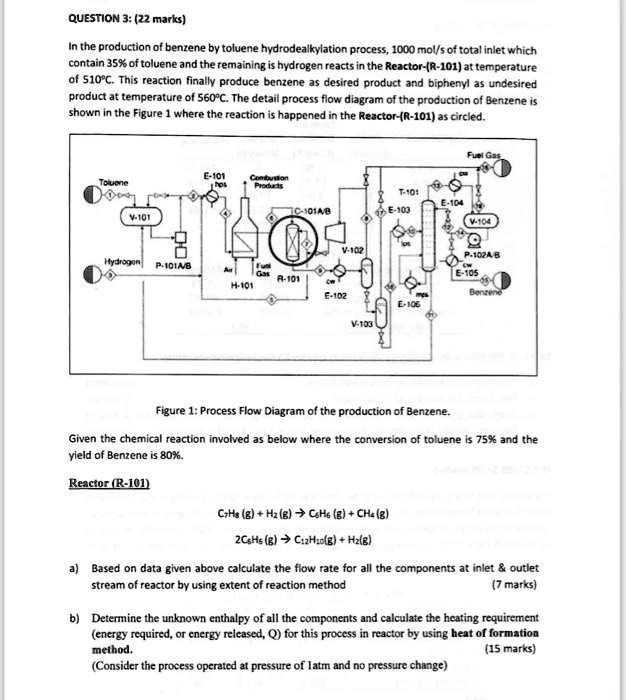 SOLVED: QUESTION 3: (22 marks) In the production of benzene by the ...