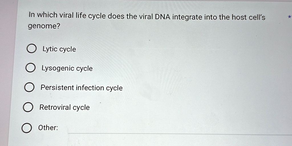 In which viral life cycle does the viral DNA integrate into the host ...