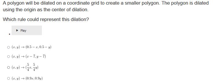 A polygon will be dilated on a coordinate grid to create a smaller ...