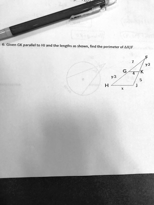 Given GK is parallel to HJ and the lengths as shown, find the perimeter of AHJF.