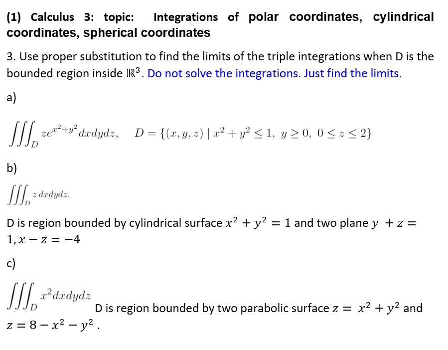 1 calculus 3 topic integrations of polar coordinates cylindrical ...