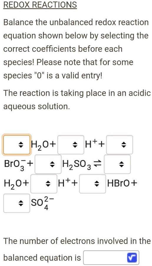 redox reactions balance the unbalanced redox reaction equation shown ...