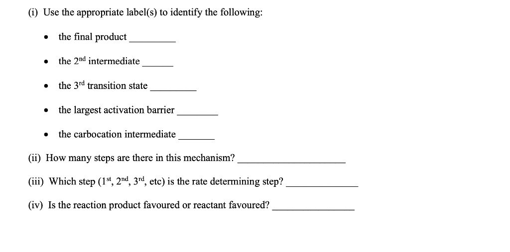 (i) Use the appropriate label(s) to identify the following: • the final ...