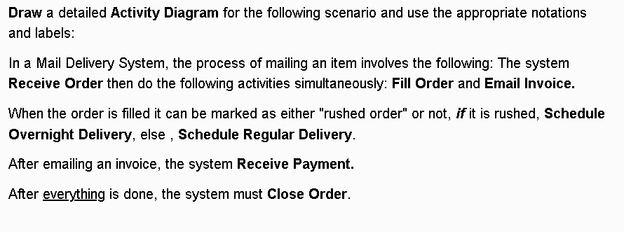 Draw a detailed Activity Diagram for the following scenario and use the ...