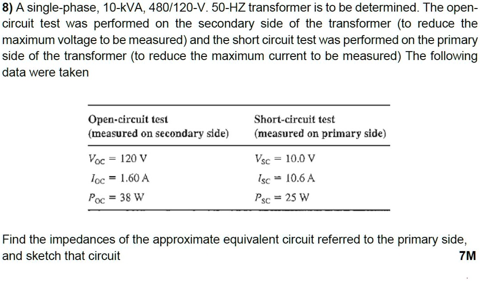 SOLVED: A circuit test was performed on the secondary side of the ...