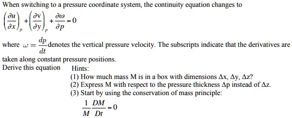 SOLVED: 'Derive equation When switching pressure coordinate system, the ...