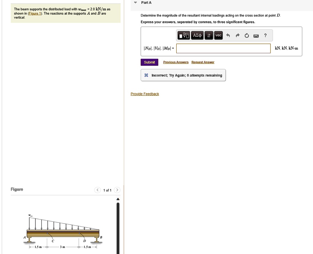 The beam supports the distributed load with w(max) = 2.0 kN/m as shown ...