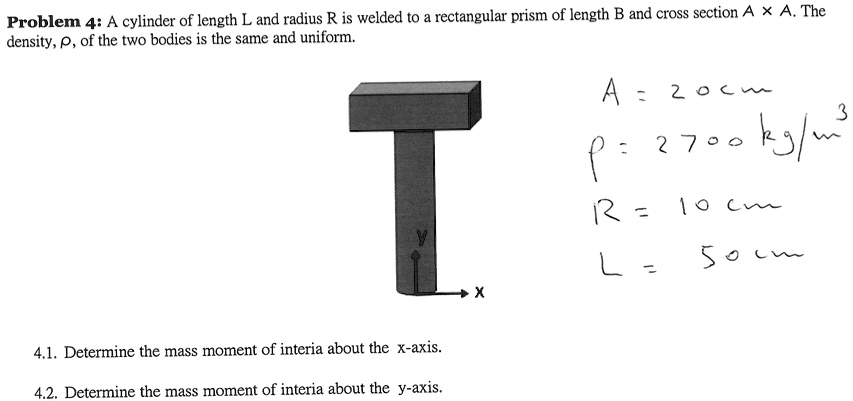 SOLVED: Problem 4: A cylinder of length L and radius R is welded to a ...