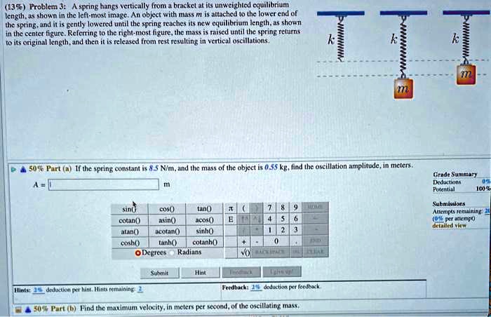 SOLVED: Problem 3A: Spring Oscillations A spring hangs vertically from ...