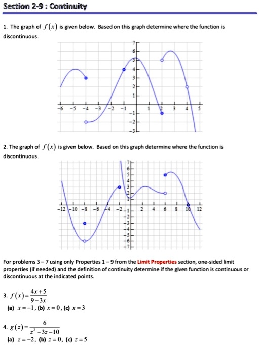 SOLVED: Text: Section 2-9 Continuity The graph of f(x) given below: Based on this graph ...