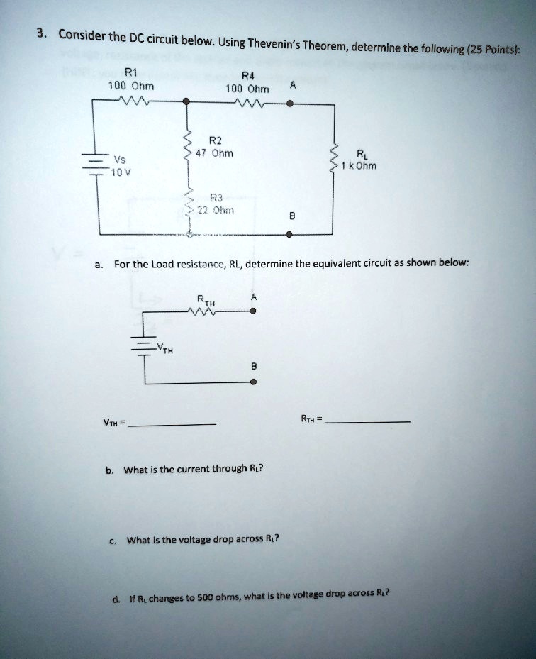 Solved Consider The Dc Circuit Below Using Thevenin S Theorem