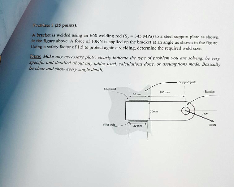 SOLVED: Prwle(25points): A bcket is welded using an E60 welding rod Sy ...
