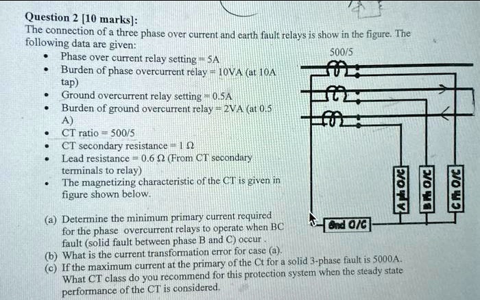 question 2 10 marks the connection of a three phase over current and ...