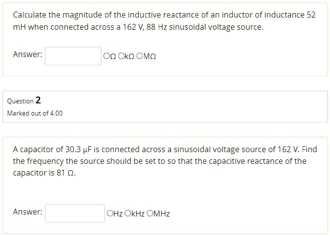 SOLVED: Calculate the magnitude of the inductive reactance of an inductor of inductance 52 mH ...