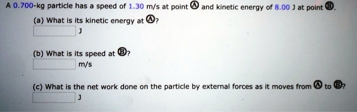 SOLVED: A 0.700-kg particle has speed of 1.30 m/s at point @ and ...