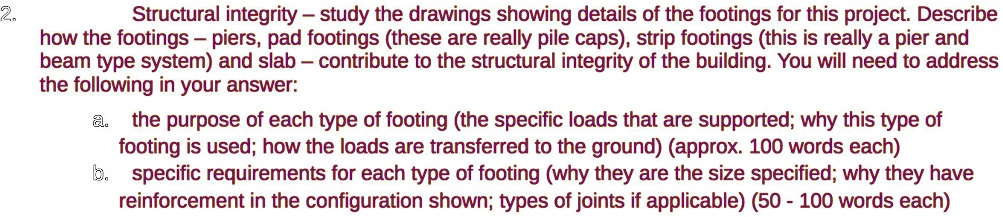 structural integrity study the drawings showing details of the footings ...
