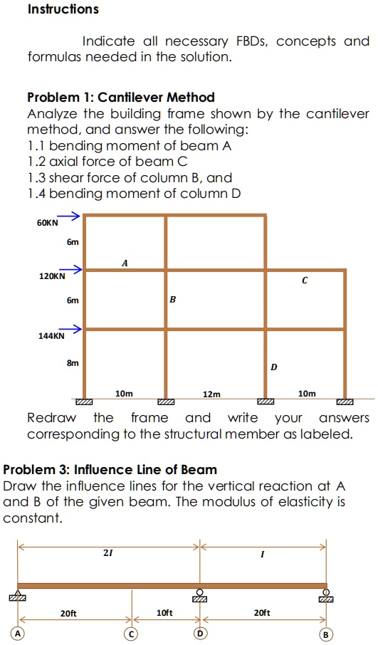 problem 1 cantilever method solve for the11 bending moment of beam a 12 axial force of beam c13 ...