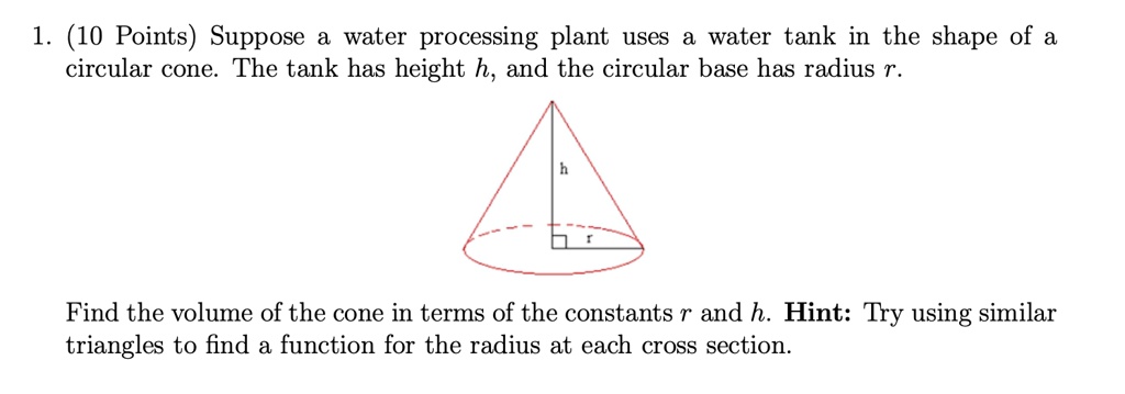 1. (10 Points) Suppose a water processing plant uses a water tank in ...