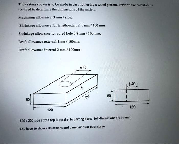 SOLVED: The casting shown is to be made in cast iron using a wood ...