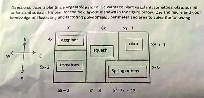 SOLVED: Directions: Jose is planting a vegetable garden. He wants to ...
