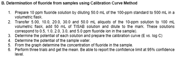 b determination of fluoride from samples using calibration curve method ...