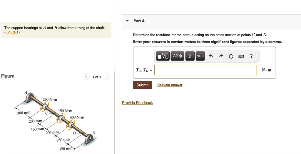 SOLVED: Texts: Part A The support bearings at A and B allow free turning of the shaft (Figure 1 ...