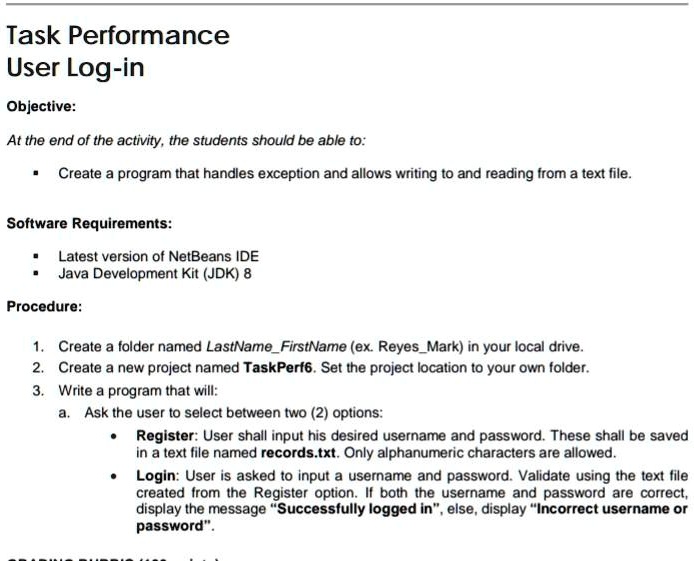 Intermediate To Java Programming Task Performance User Log In Objective 7803