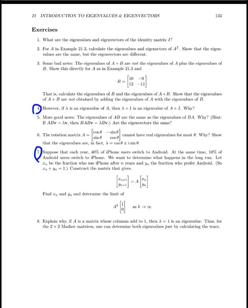 introduction to eigenvalues eigewvectors 13 exercises what are the ...