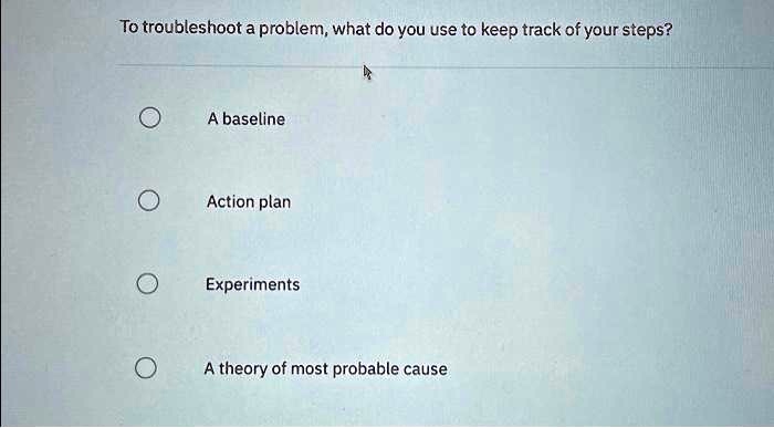 To troubleshoot a problem, what do you use to keep track of...