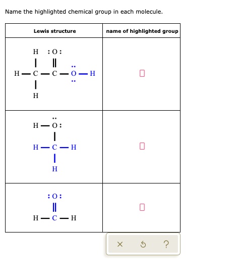 SOLVED: Name the highlighted chemical group in each molecule Lewis ...