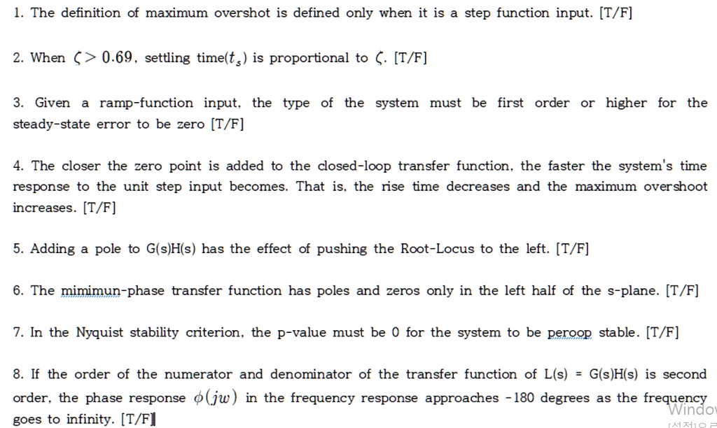 1. The definition of maximum overshot is defined only when it is a step ...