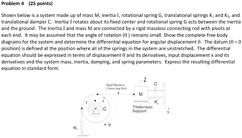 Problem 4 (25 points) Shown below is a system made up of mass M ...