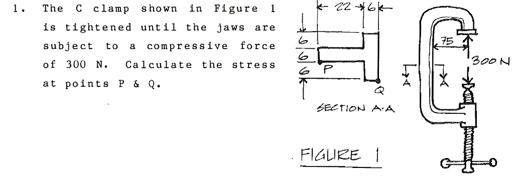 the c clamp shown in figure is tightened until the jaws are subject to ...