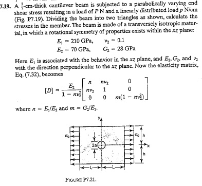 719 a cm thick cantilever beam is subjected to parabolically varying ...