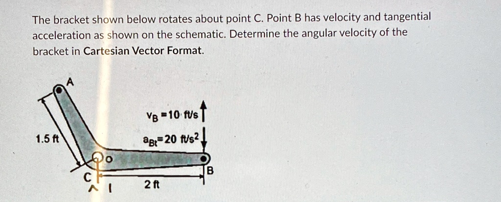 the bracket shown below rotates about point c point b has velocity and ...