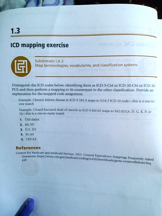 1.3 ICD mapping exercise Subdomain I.A.3 Map terminologies ...