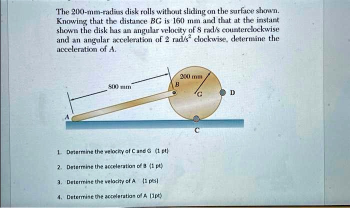 SOLVED: The 200-mm-radius disk rolls without sliding on the surface shown. Knowing that the ...