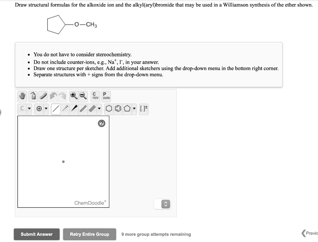 draw structural formulas for the alkoxide ion and the alkylarylbromide ...