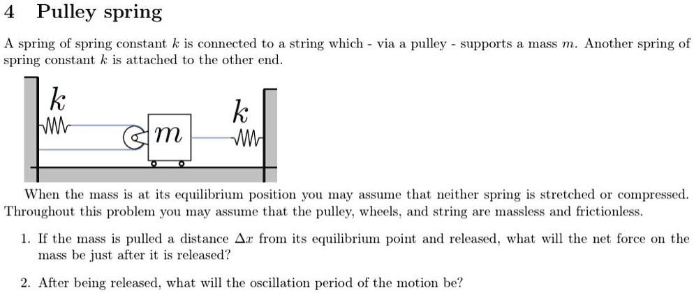 pulley spring a spring of spring constant k is connected to a string ...